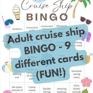 Cruise Ship BINGO - ADULT - Etsy