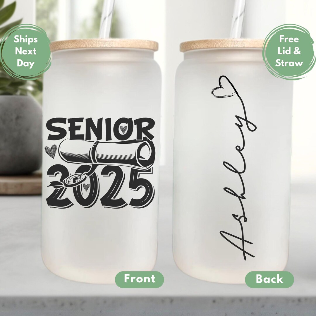 Senior Graduation Glass Tumbler Gift for Senior Graduate Iced Coffee ...