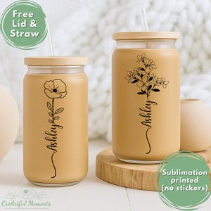 Personalized Birth Flower Cup With Name Custom Birth Flower Tumbler ...