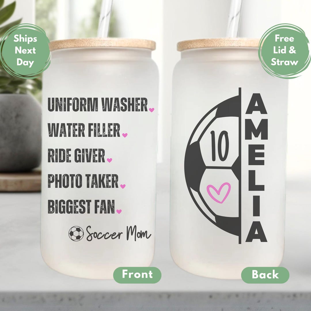 Soccer Mom Glass Cup for Mothers Day Custom Soccer Mom Cup Soccer Mom ...