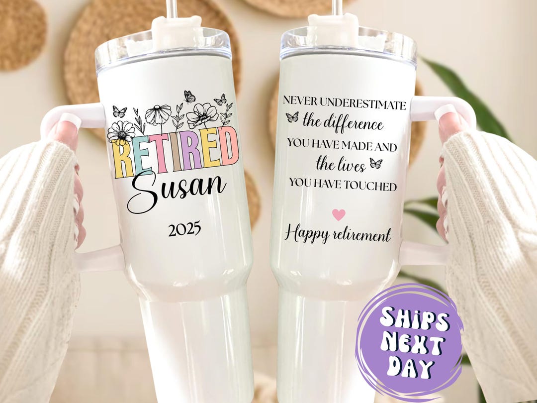 Personalized Retirement Tumbler With Handle Gift for Retirement for Her ...