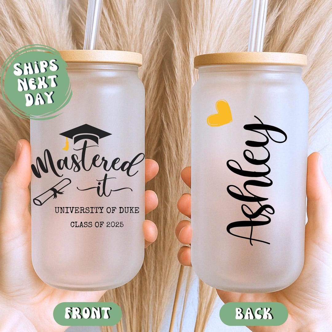 Master's Degree Glass Cup Gift Masterted It Glass Cup Custom Master's ...
