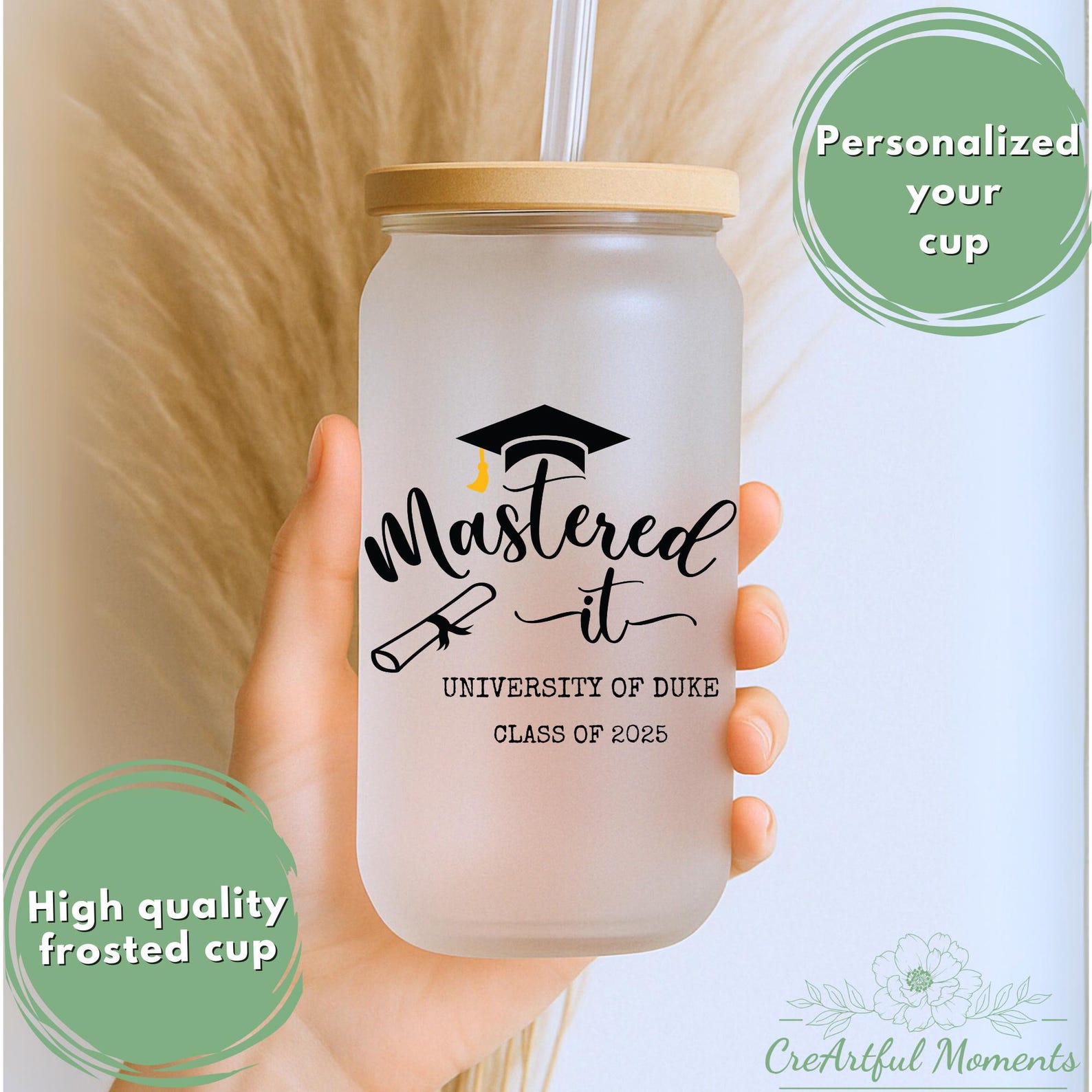 Master's Degree Glass Cup Gift Masterted It Glass Cup Custom Master's ...