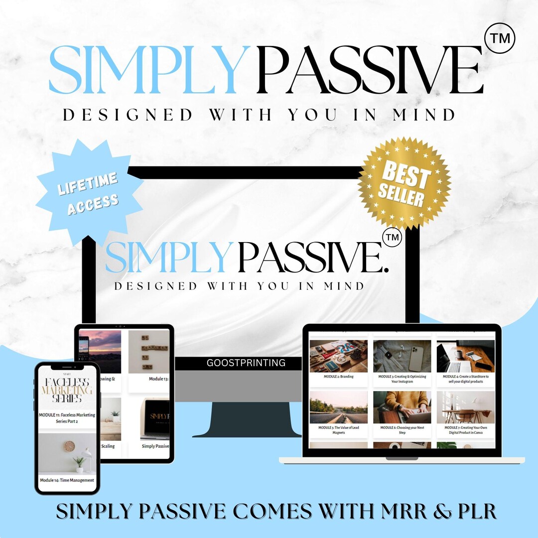 Simply Passive Course With MRR and PLR, Passive Income Guide, Funnel ...