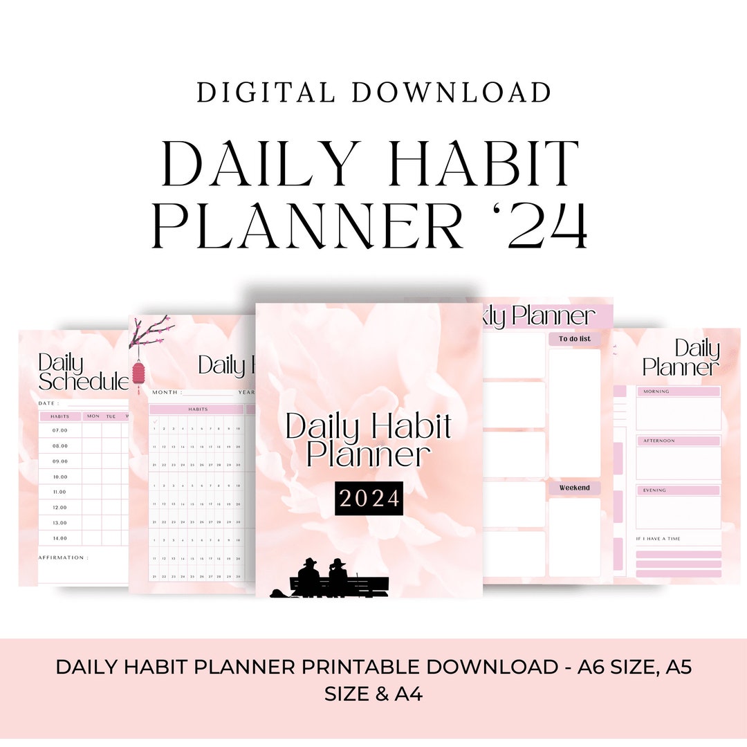 Daily Habit Action Planner Printable, Weekly Monthly Schedule, Goal ...