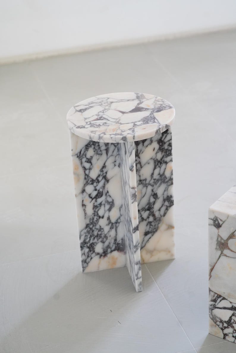Calacatta Viola Marble Side Table - Etsy