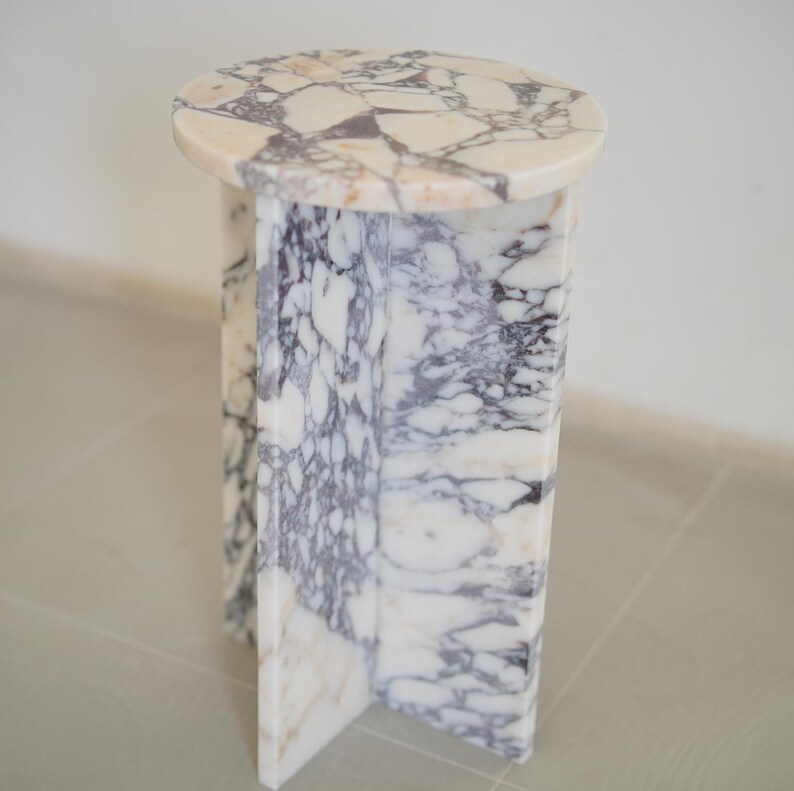 Calacatta Viola Marble Side Table - Etsy