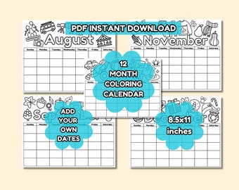 2025 Calendar Printable, Cute Kids Calendar 2025, Wall Calendar PDF ...