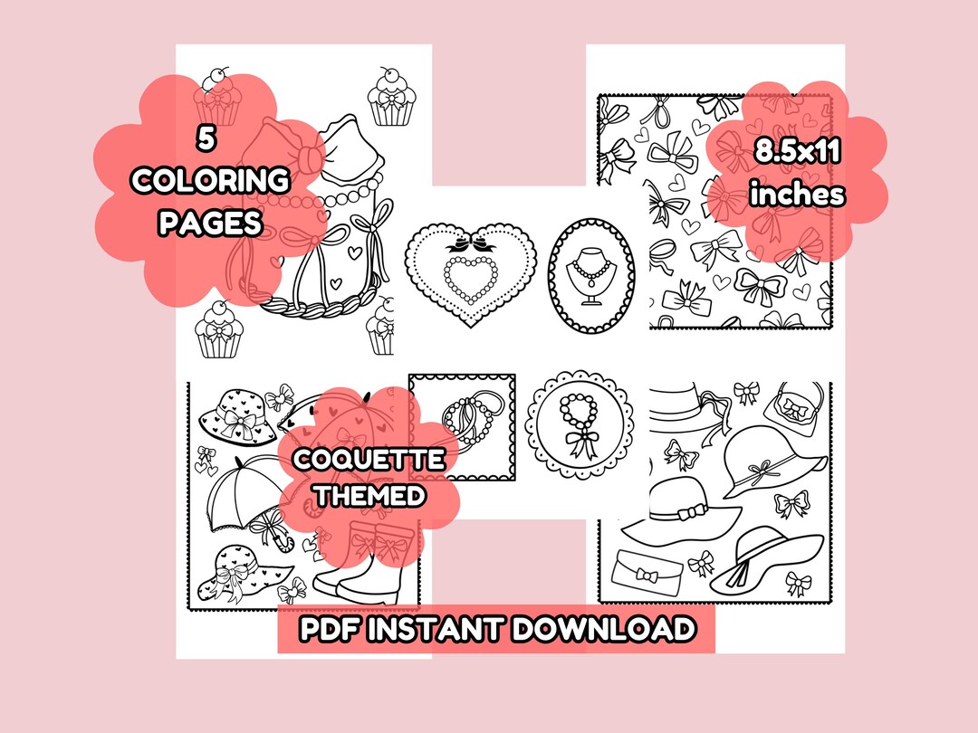 Coquette Coloring Pages: Bold & Easy Patterns (digital Download) - Etsy