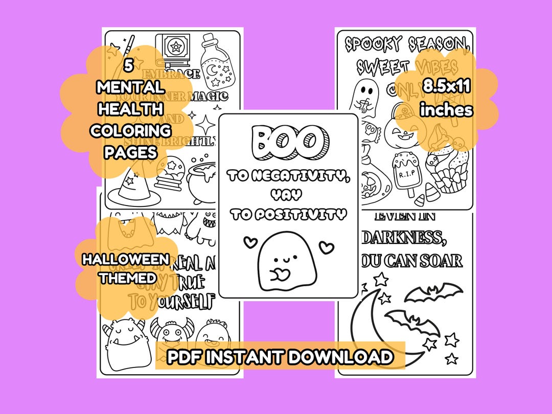 Halloween Coloring Pages Positive Affirmation and Mental Health Bold ...