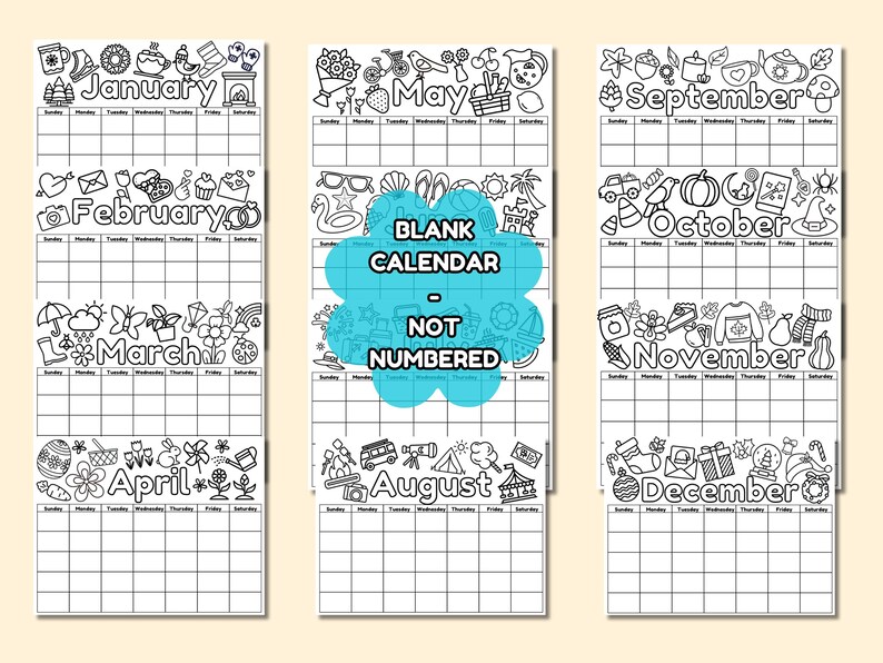 Monthly Calendar, Printable Monthly Calendar, Custom Homeschool ...