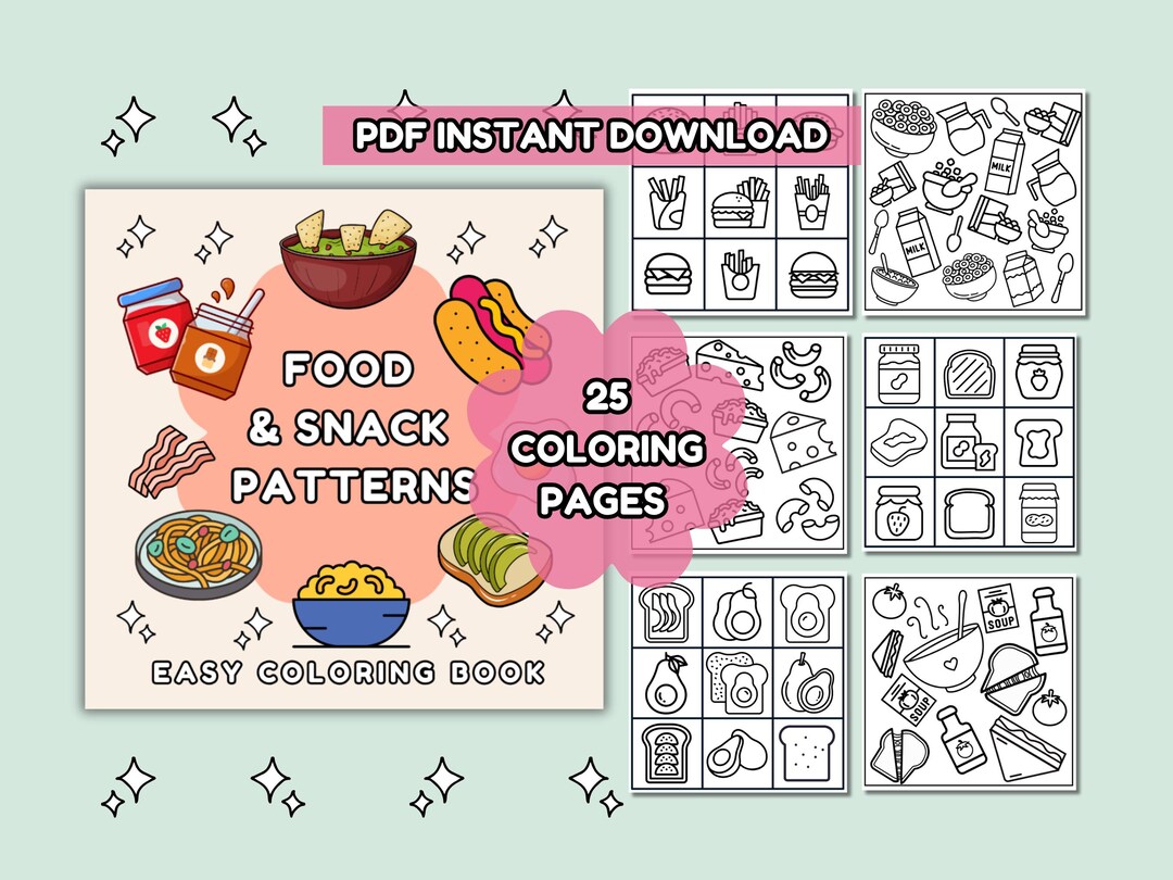 Food and Snack Coloring Pages Bold and Easy Patterns Cute Coloring ...
