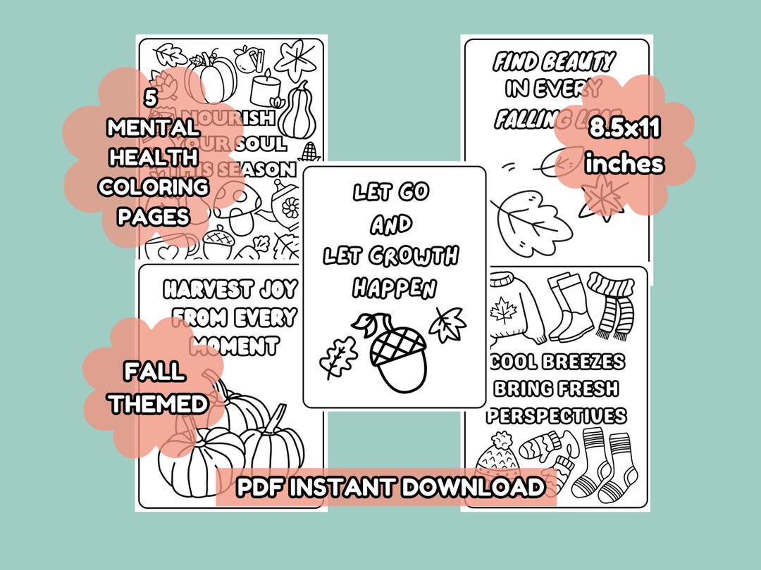 Fall Coloring Pages Positive Affirmation Mental Health Cozy Fall ...
