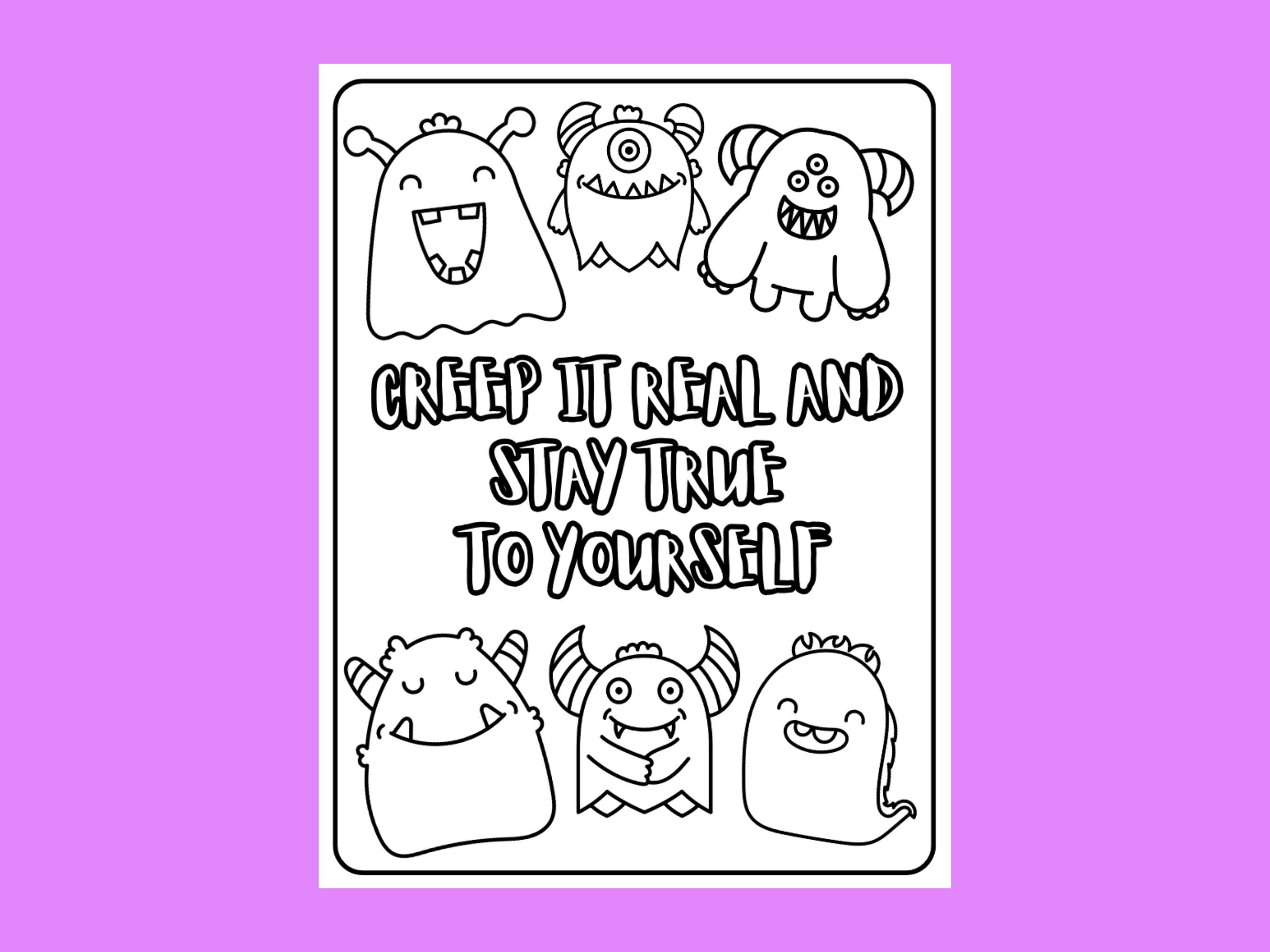 Halloween Coloring Pages Positive Affirmation and Mental Health Bold ...