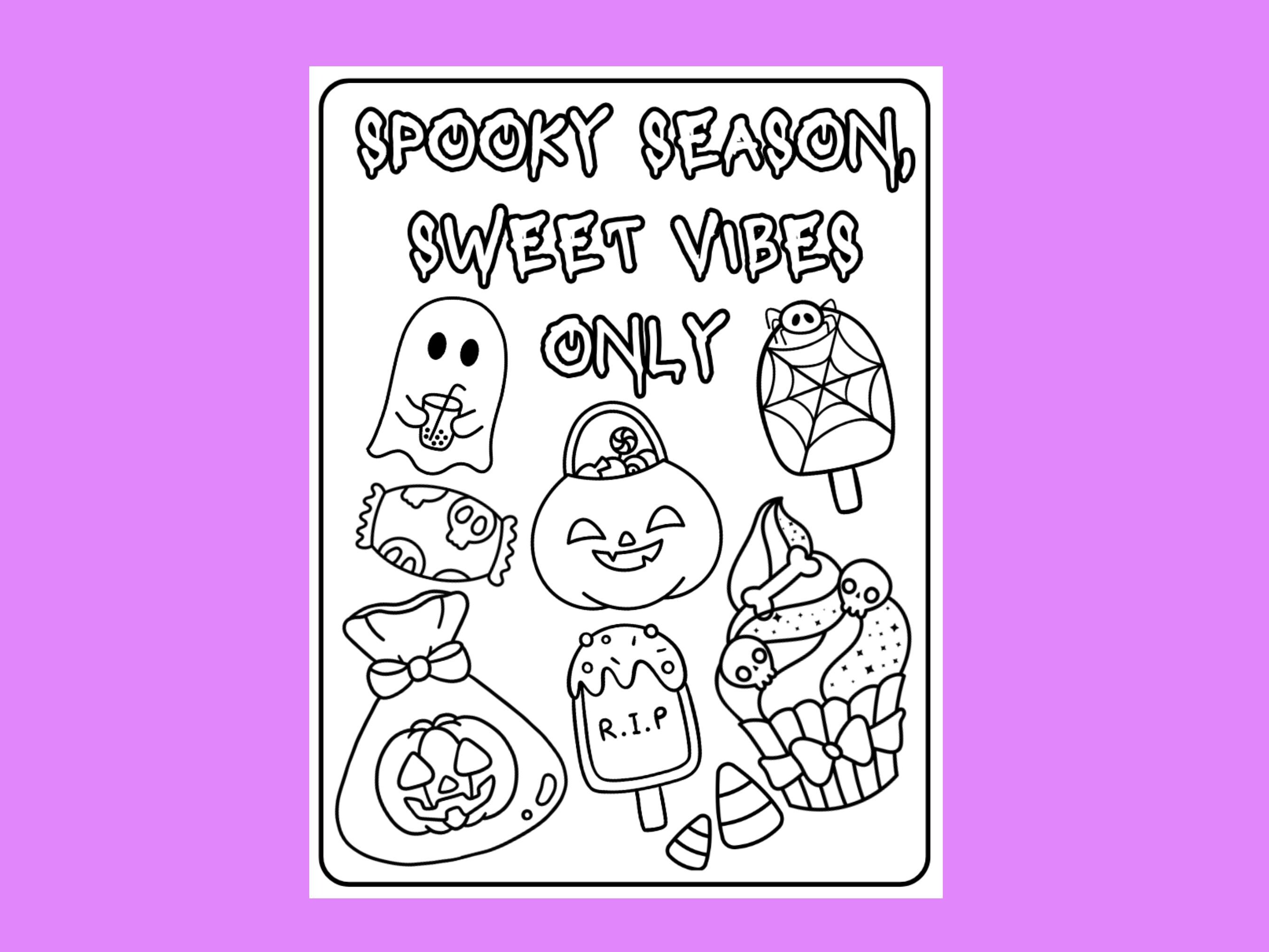 Halloween Coloring Pages Positive Affirmation and Mental Health Bold ...