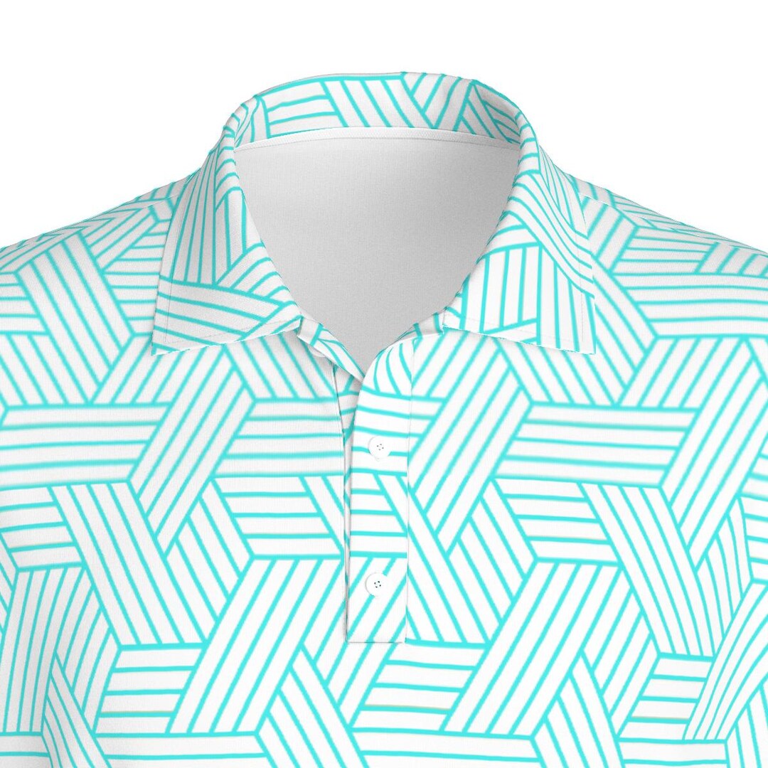 Monkey Knot Geometric Golf Polo Shirt | Mint Performance Pattern ...