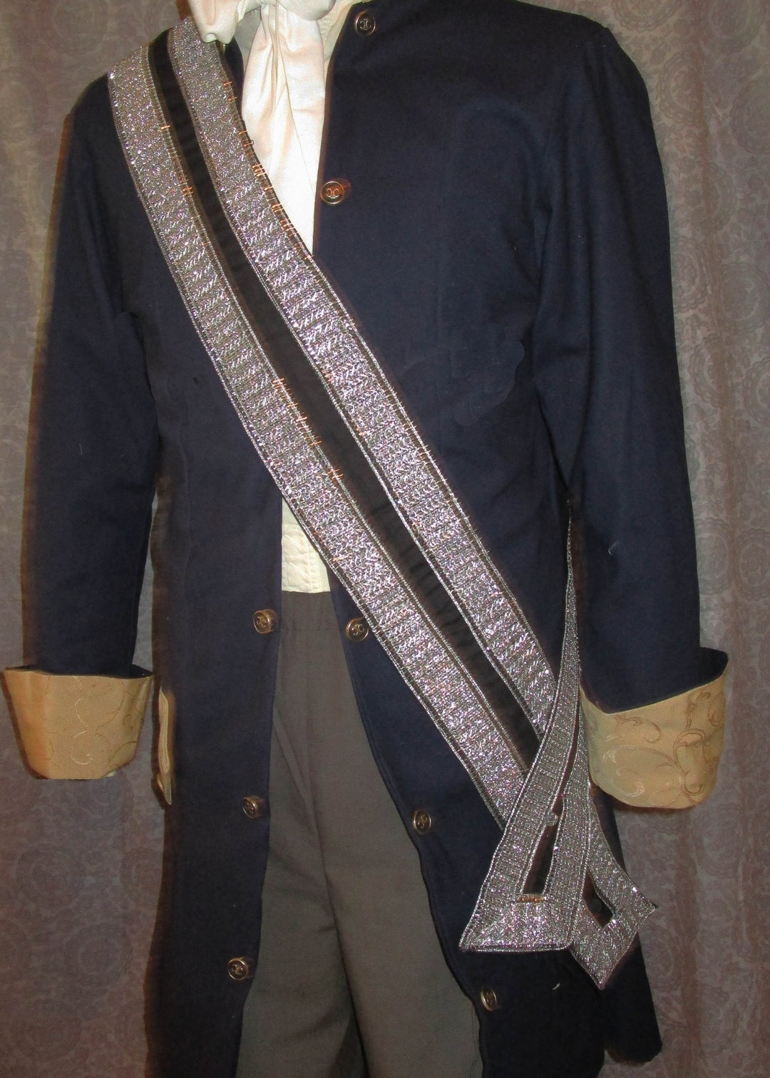 BLACK & SILVER Royal Shoulder/ Chest Sash, Pirate. Military Royal Frock ...