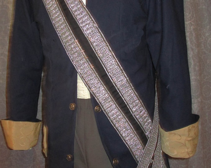 BLACK & SILVER Royal Shoulder/ Chest Sash, Pirate. Military Royal Frock ...