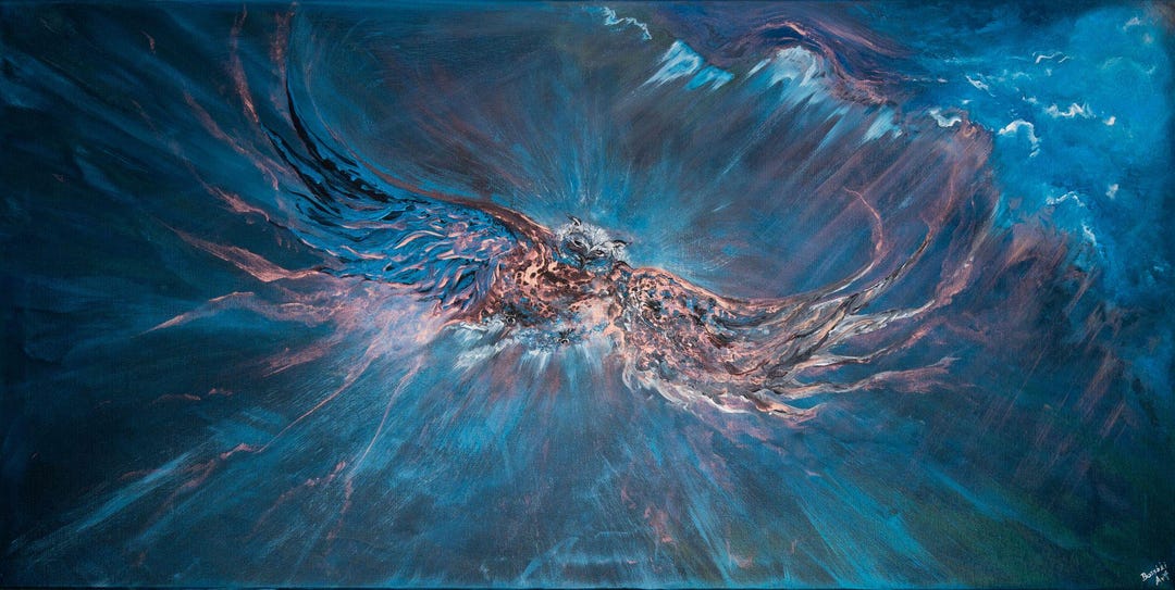 Wise Owl: A Guardian of Knowledge Soaring Through the Mystical Night - Etsy