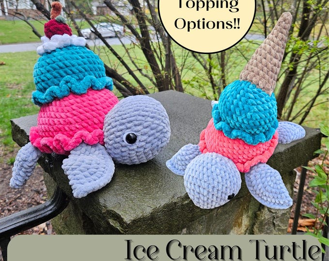 Handmade Ice Cream Cone Turtle | Gifts | Collect | Plush - Etsy