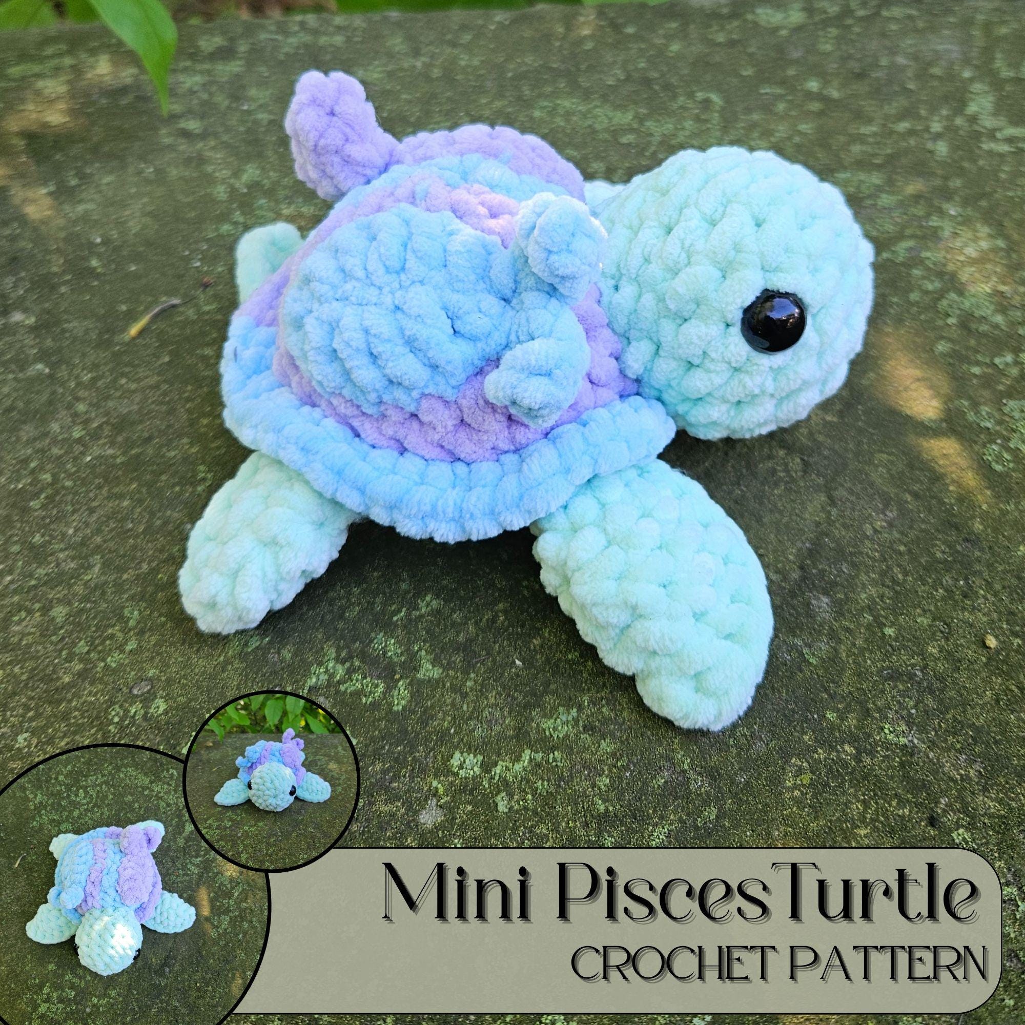 Pisces Mini Turtle Crochet Pattern, Low Sew Body, Small Plush, PDF ...