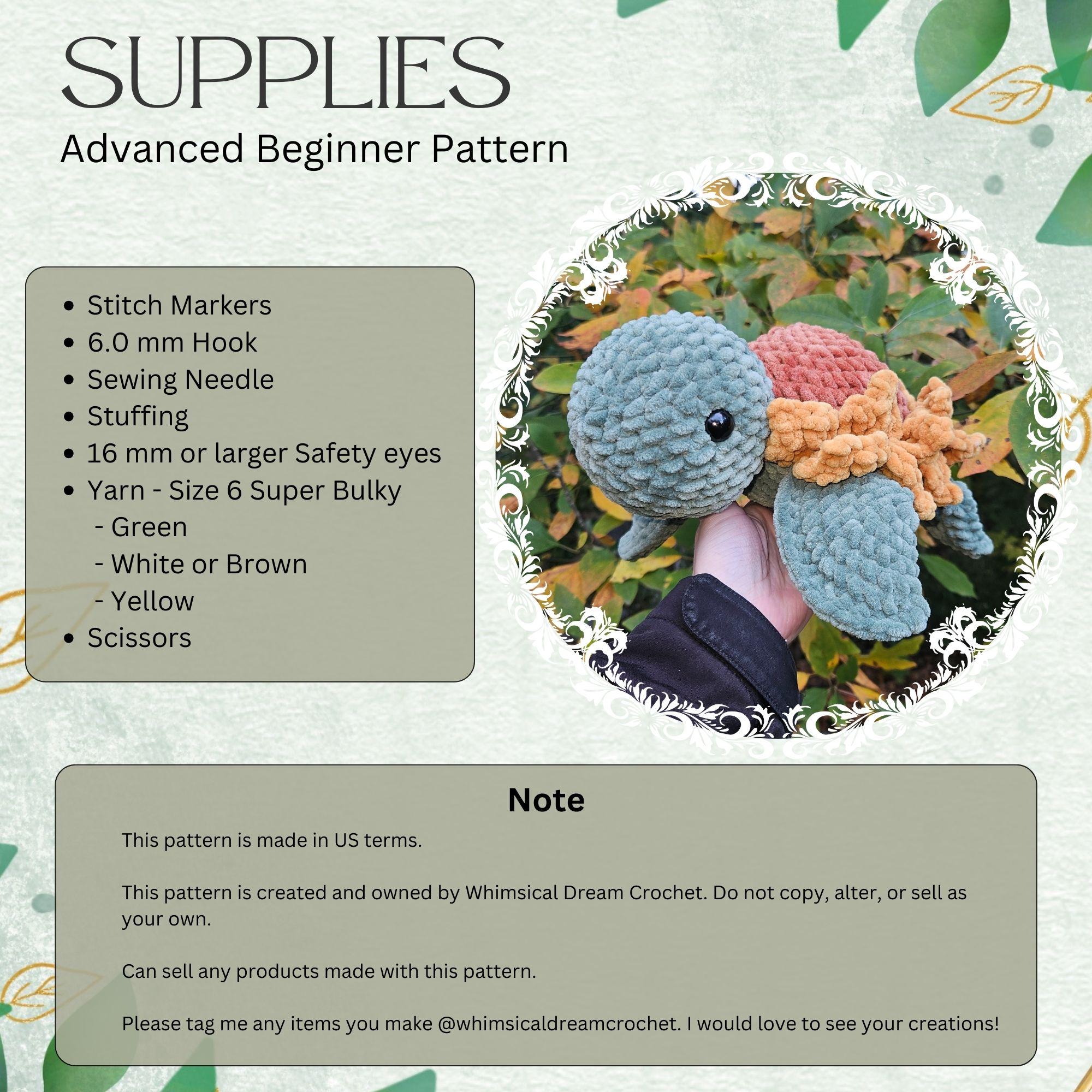 Daisy & Sunflower Turtle Crochet Pattern, Low Sew, Crochet Turtle ...