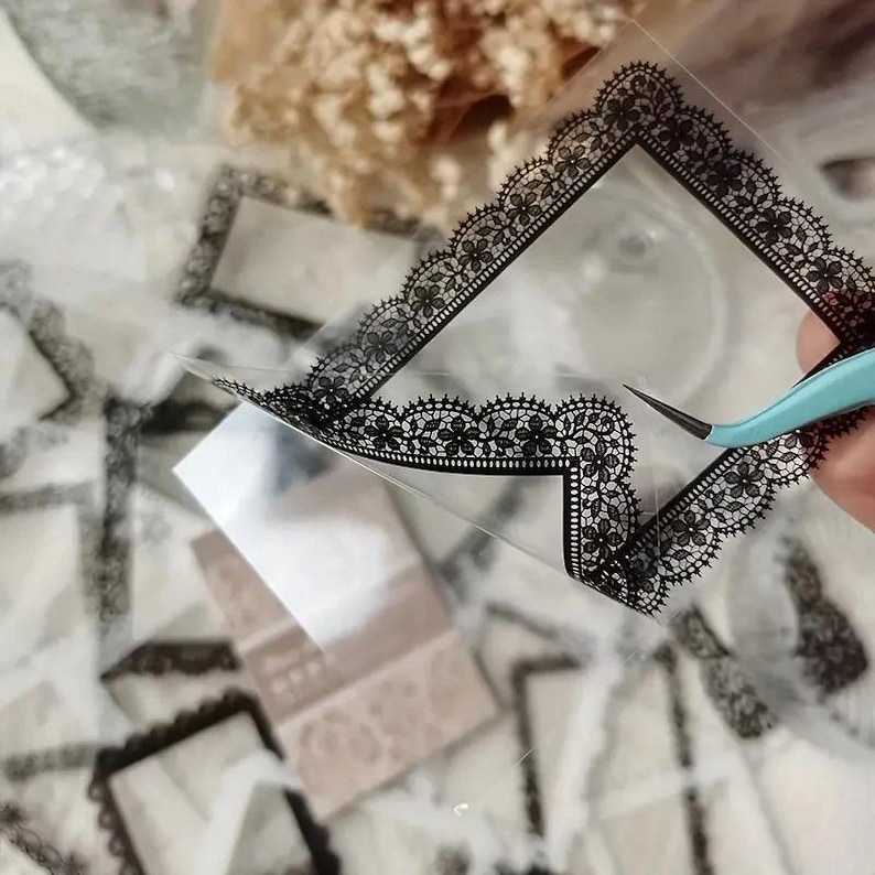 30PCS (10.5X8CM) Vintage Lace Pattern Stickers – Black & White ...