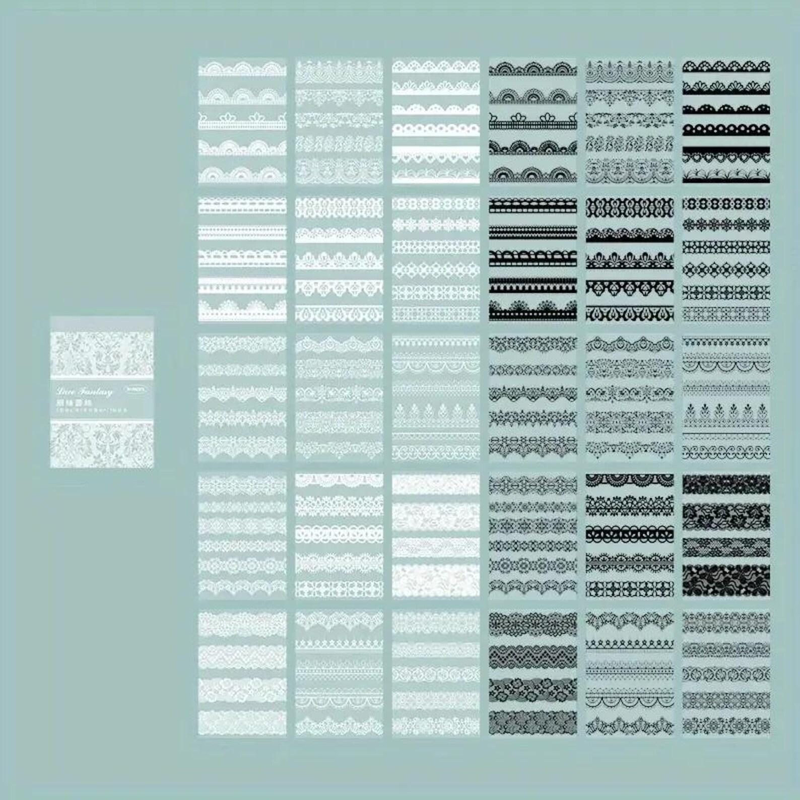 30PCS (10.5X8CM) Vintage Lace Pattern Stickers – Black & White ...