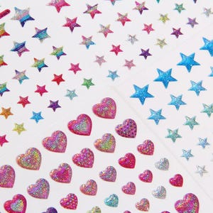 1 Sheet Glitter Heart and Star Stickers – Holographic Puffy Sparkle ...