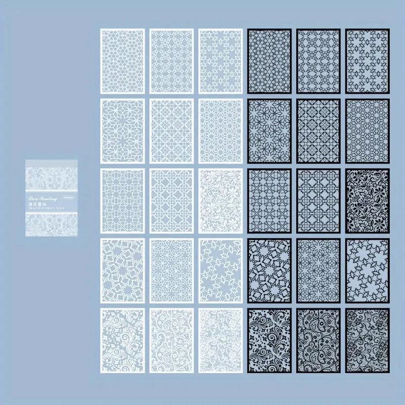 30PCS (10.5X8CM) Vintage Lace Pattern Stickers – Black & White ...