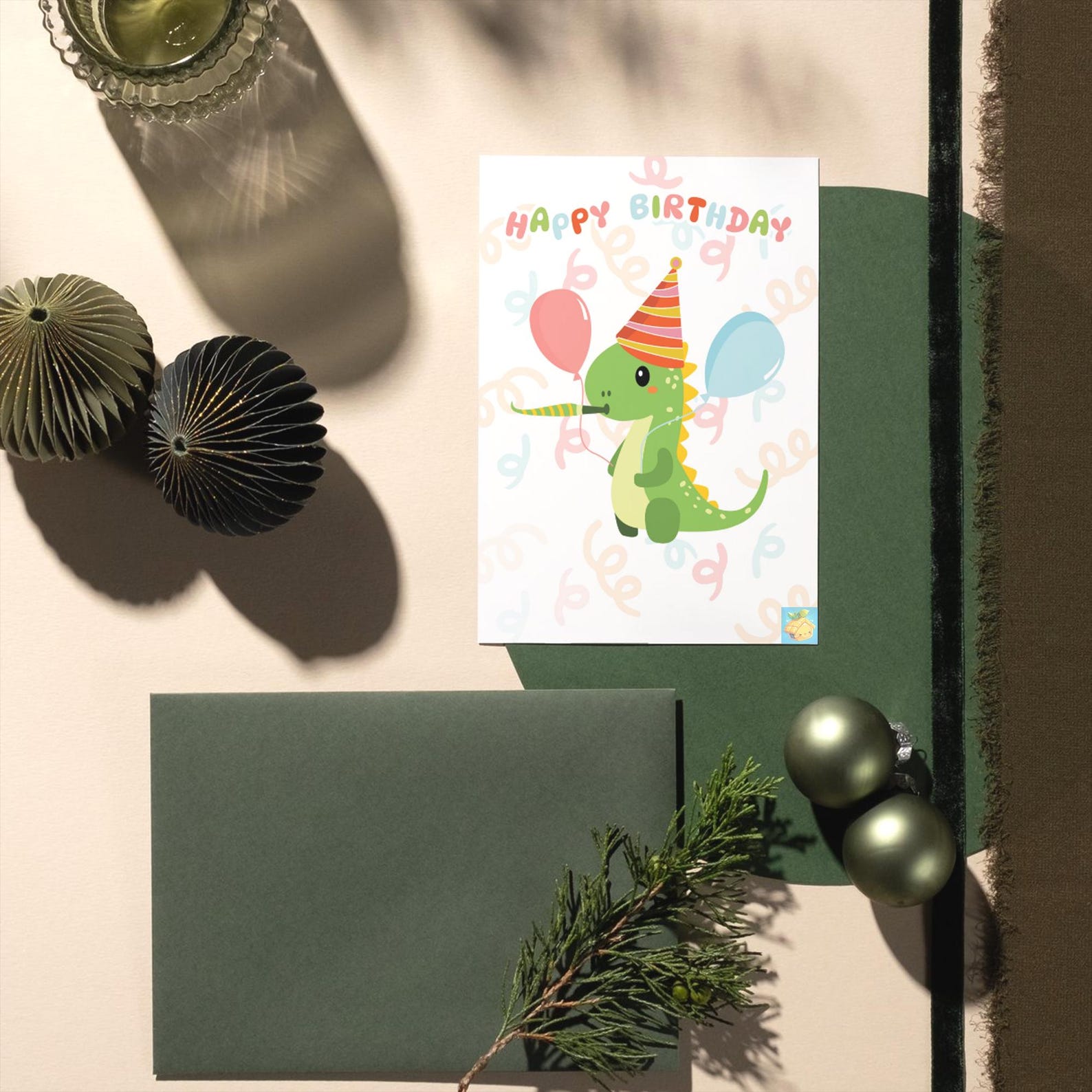 Dinosaur Birthday Theme Digital Art Commercial Use - Cute Party Gift ...