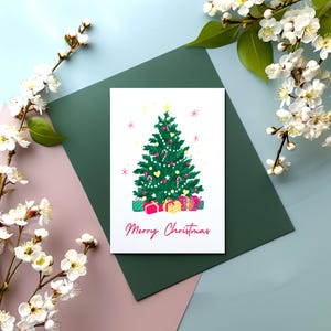 Merry Christmas Tree Digital Print Commercial Use - Festive Gift Card ...