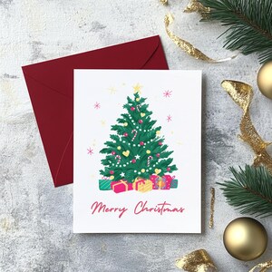 Merry Christmas Tree Digital Print Commercial Use - Festive Gift Card ...