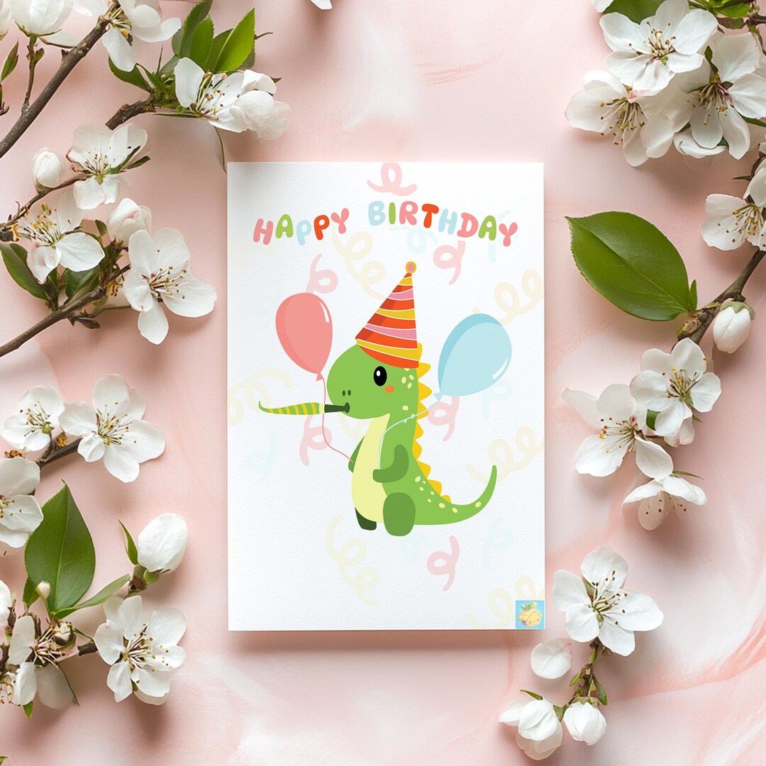 Dinosaur Birthday Theme Digital Art Commercial Use - Cute Party Gift ...