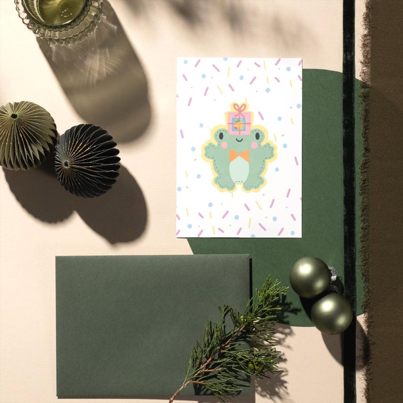 Frog Themed Birthday Digital Art Commercial Use - Fun Party Gift Card ...