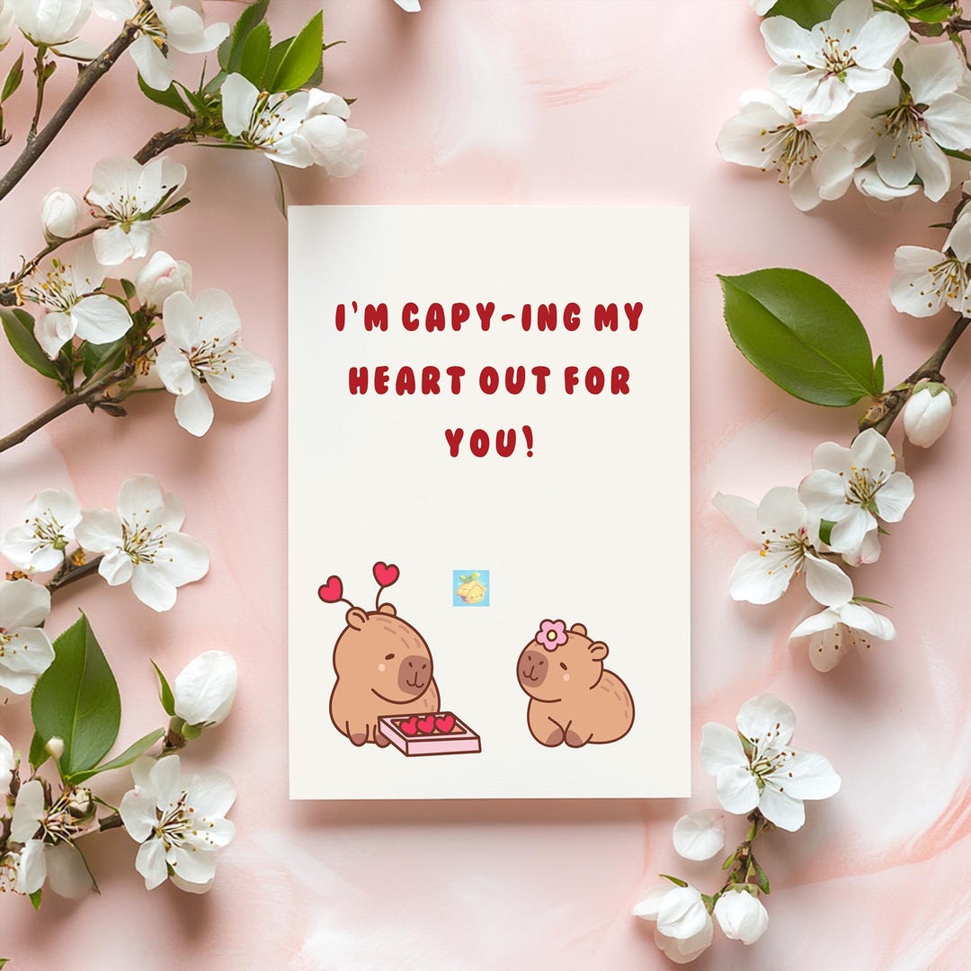 Valentine’s Day Capybara Digital Print Commercial Use - Cute Love ...