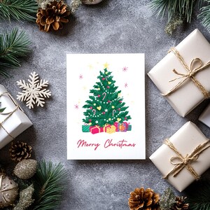 Merry Christmas Tree Digital Print Commercial Use - Festive Gift Card ...