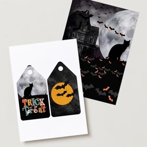 Spooky Bat & Haunted House Theme,free Hampers Tag Perfect for October ...