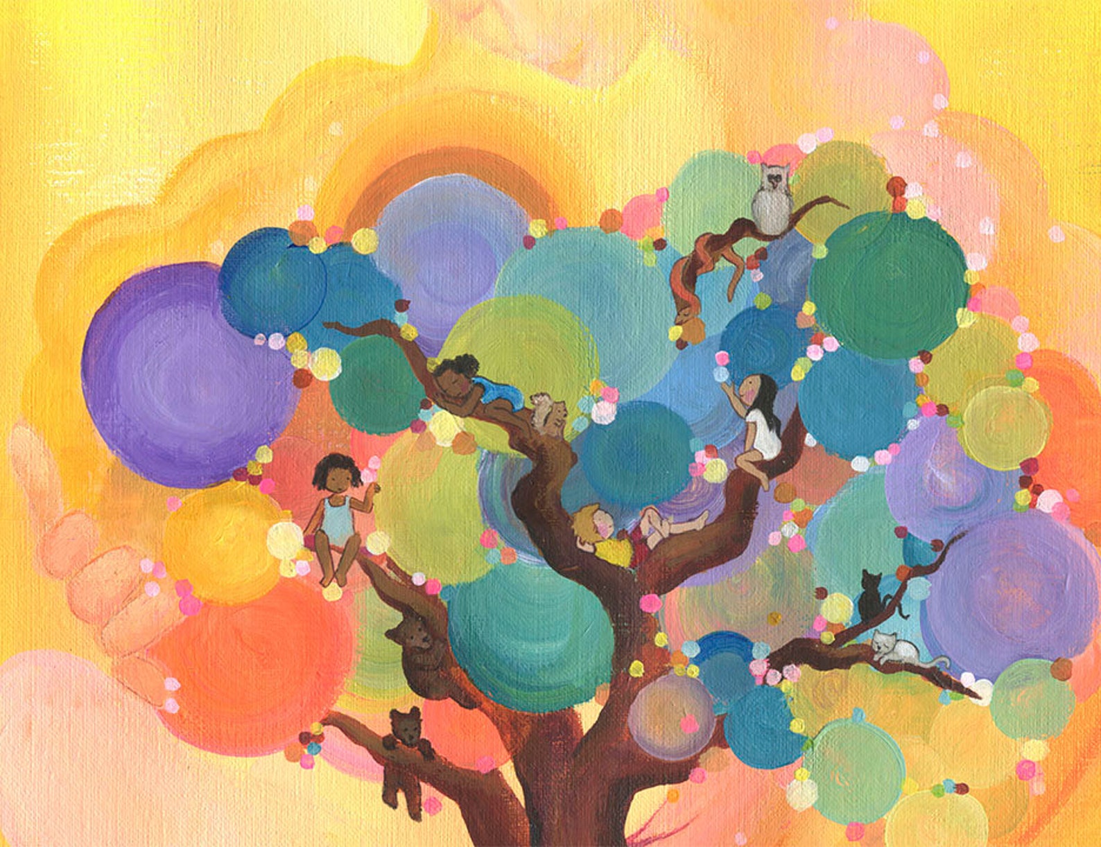 Uplifting and Magical Kids in a Tree Art Print - Etsy