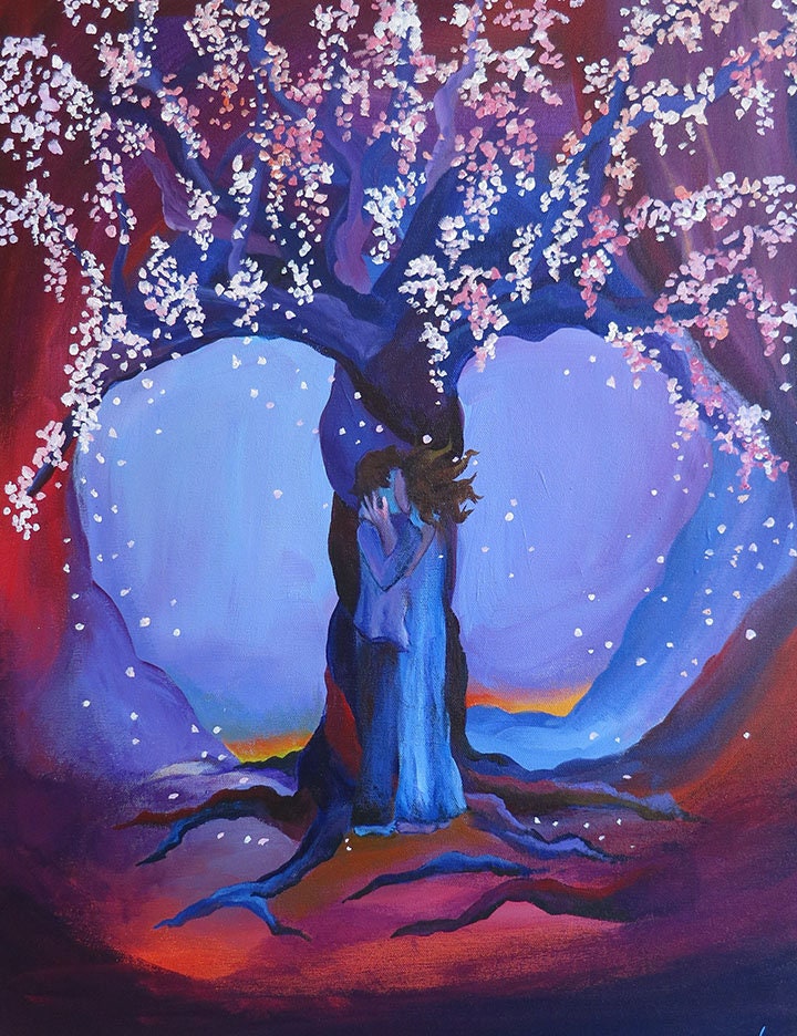Print of Lovers by the Tree, Romantic Art, Love Art Print, Wedding Gift ...