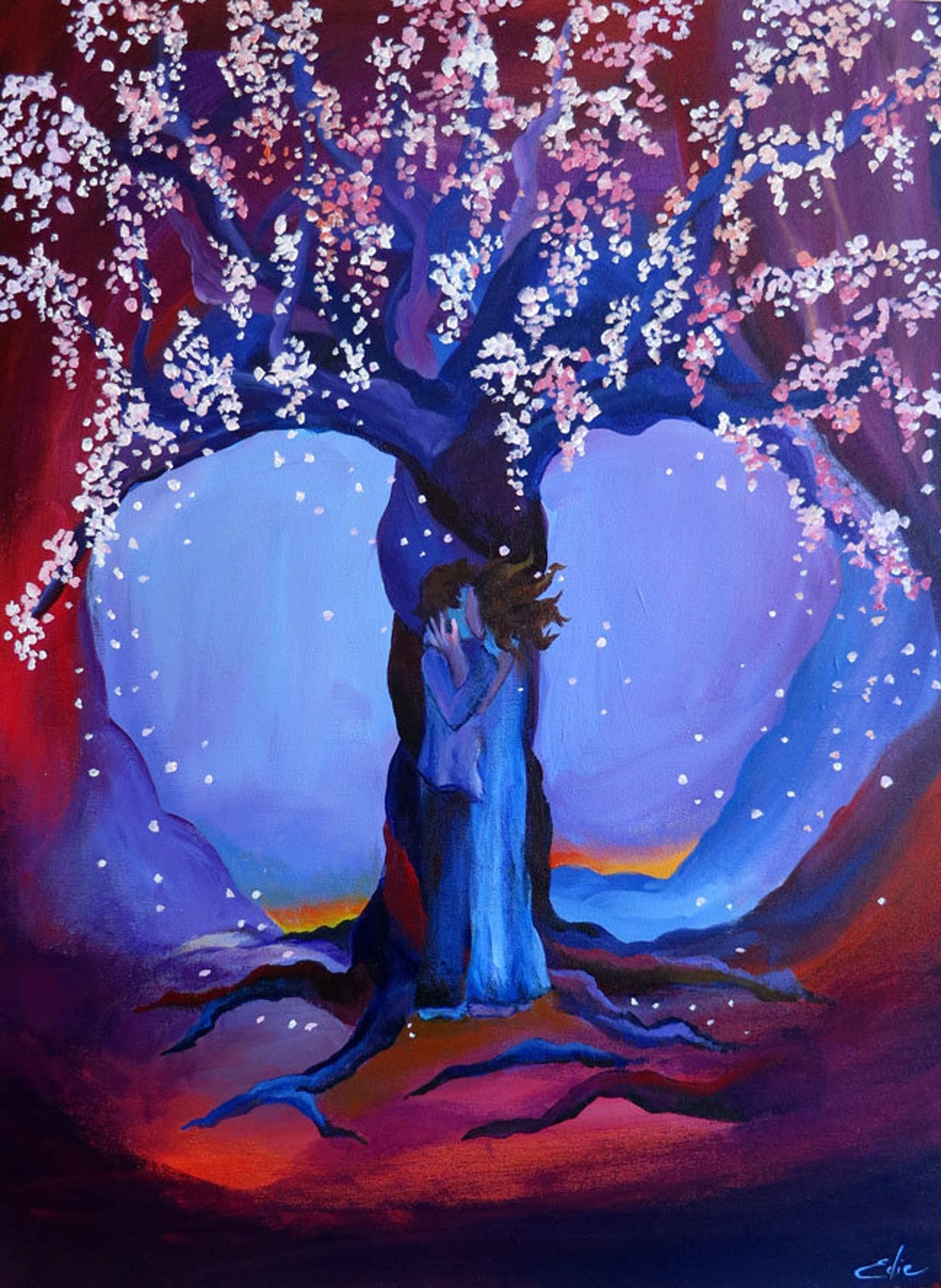 Print of Lovers by the Tree Romantic Art Love Art Print - Etsy