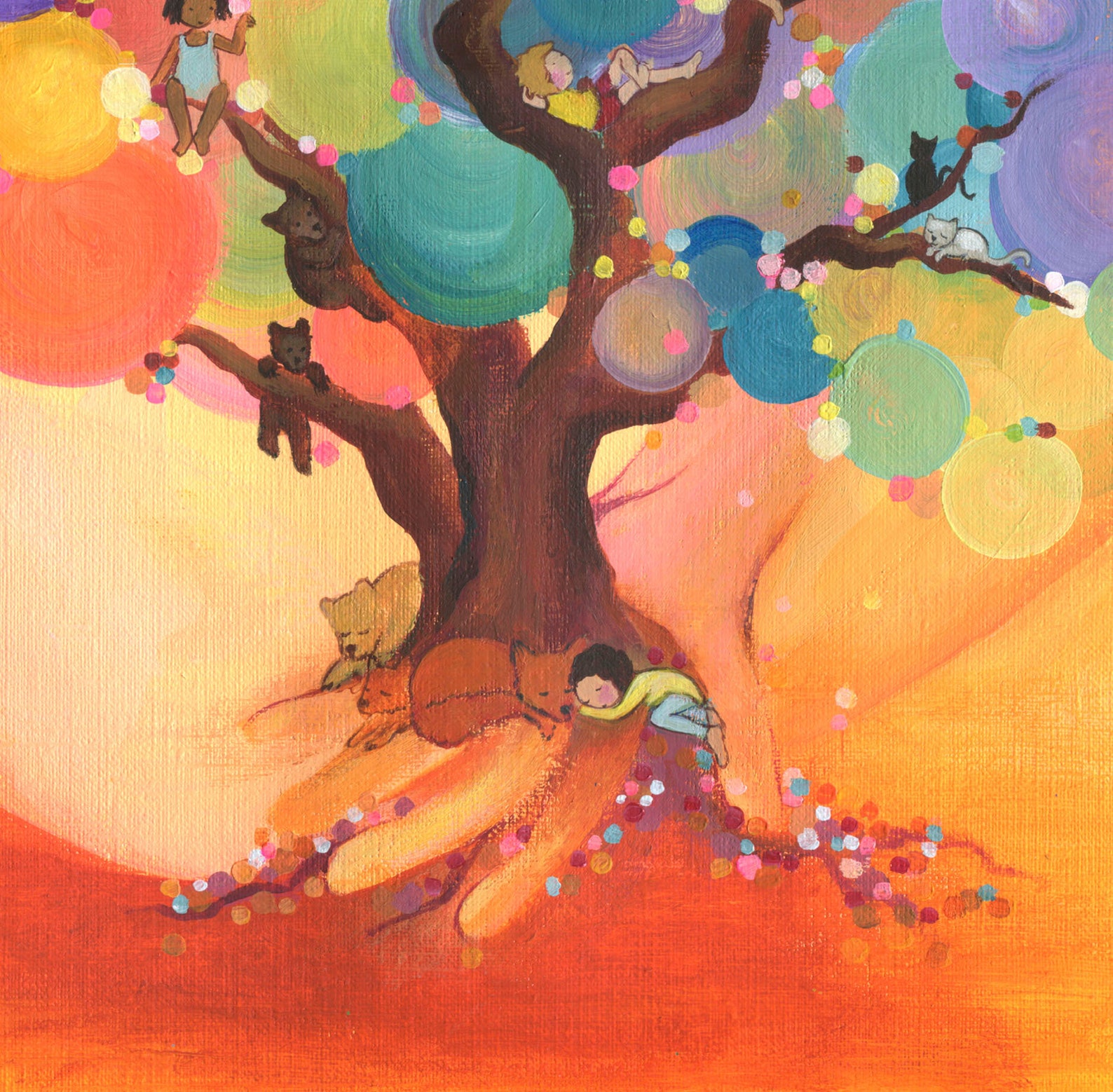 Uplifting and Magical Kids in a Tree Art Print - Etsy