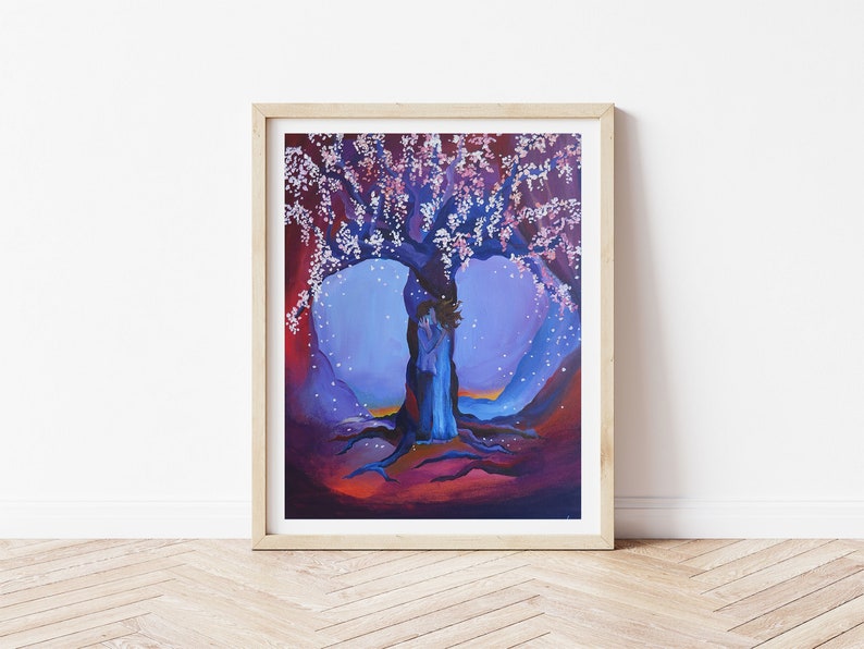 Print of Lovers by the Tree, Romantic Art, Love Art Print, Wedding Gift ...