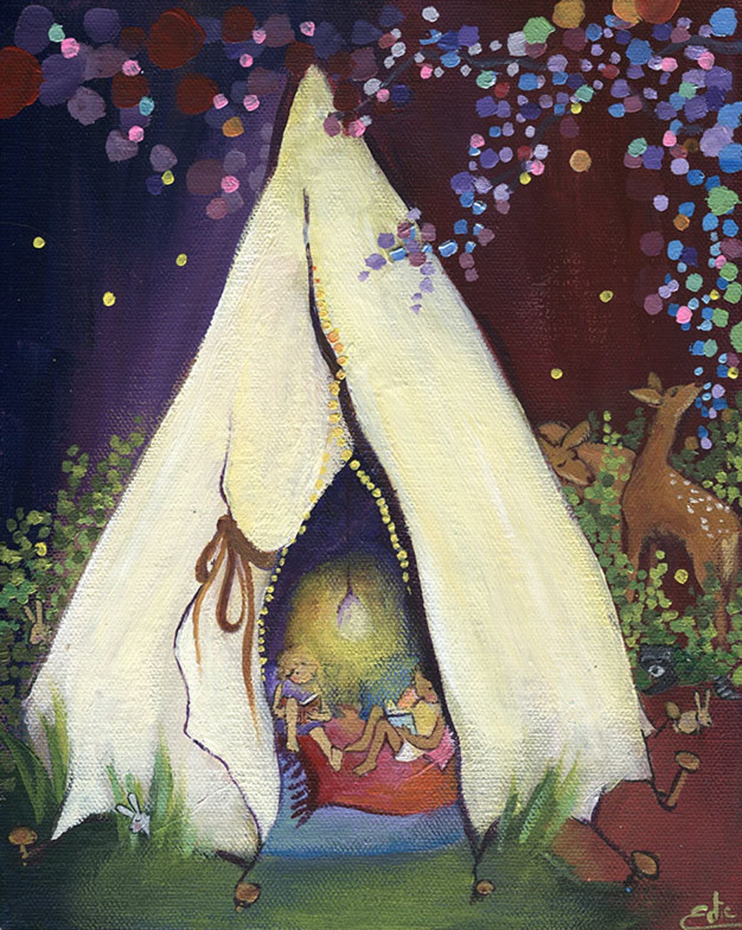 Dreamy Art, Magical Kids Print, Teepee Kids, Forest Magic, Starry Sky ...