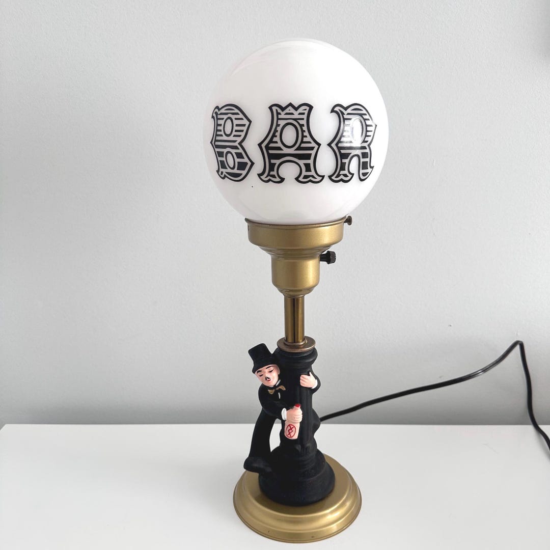Vintage Bar Lamp Charlie Chaplin Style Bar Lamp white Glass Globe Shade ...