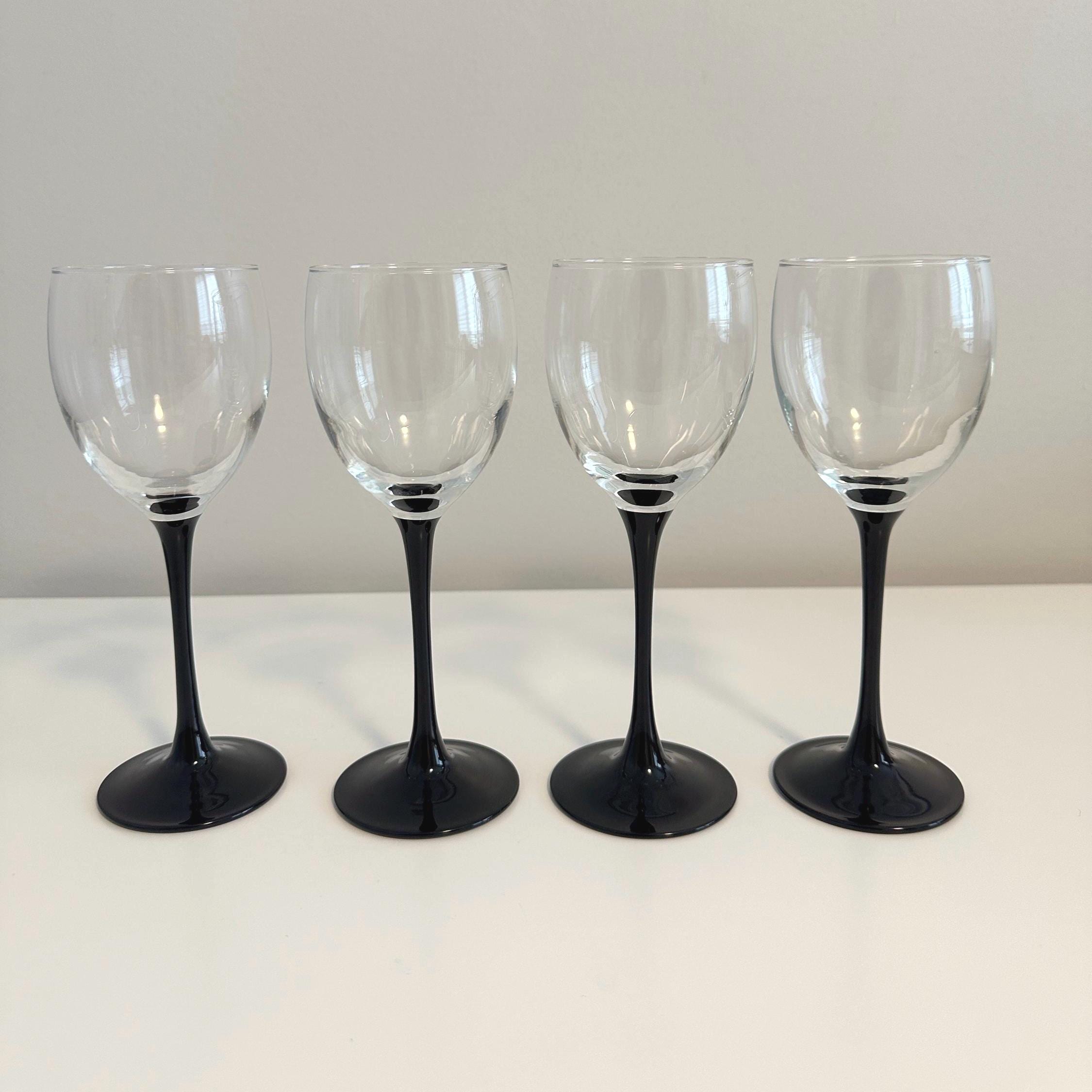 LUMINARC Black Stemmed Wine Glasses Domino Signature Black by Cristal D ...