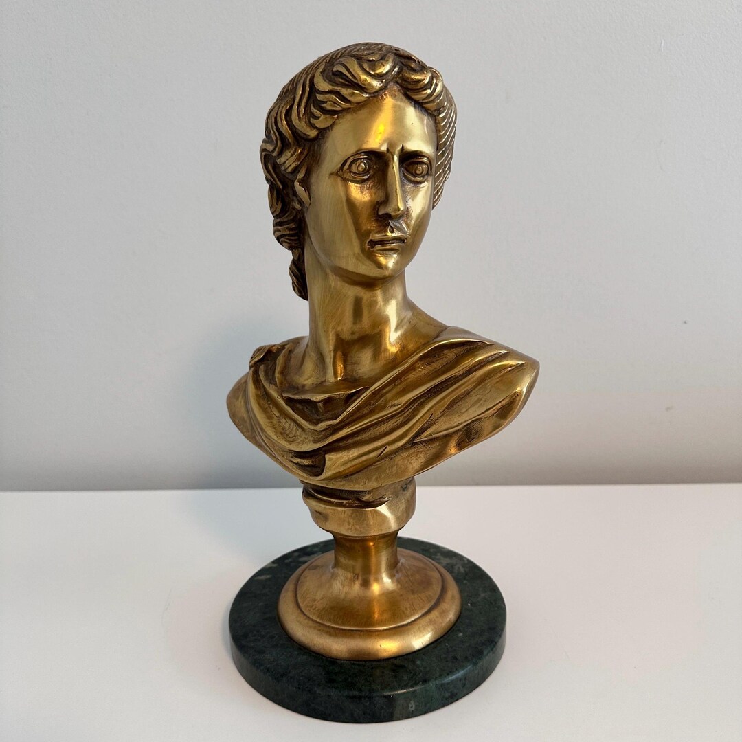 12” BRASS Bust Statue Michelangelo’s David Head Bust Sculpture Green ...