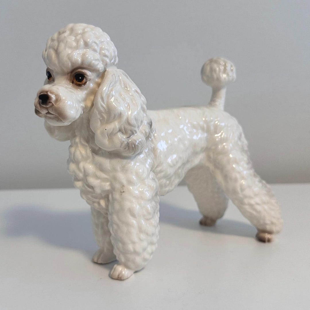 Vintage 6” Porcelain White POODLE Figurine, Made in Japan, Mid Century ...