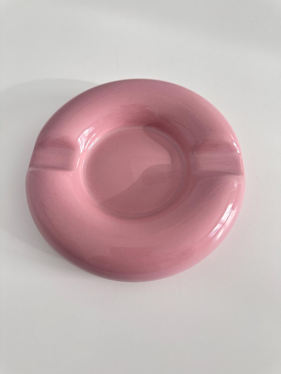 Vintage 1980s MOD PINK ASHTRAY Mauve/ Pink Ashtray Round Ashtray ...