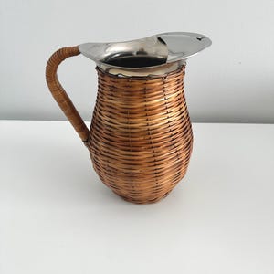 MCM WATER PITCHER Wicker and Wire Wrapped Stainless Steel Water Pitcher ...